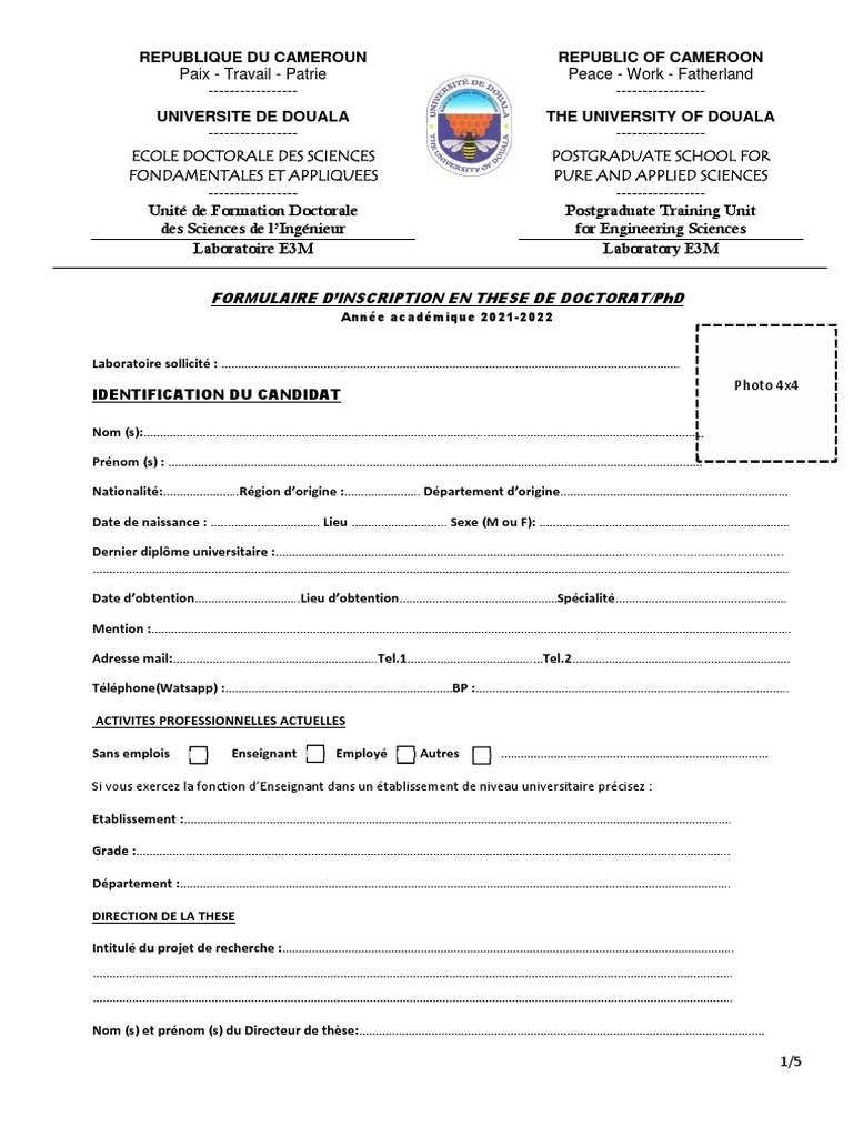 Fiche Inscription en PHD 2021 | Descargar gratis PDF | Enseignants | Niveaux d'enseignement