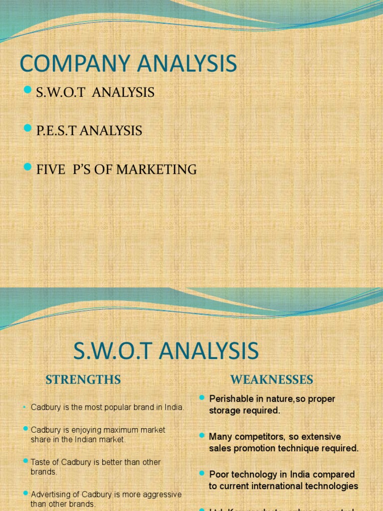 Company Analysis S W O T Analysis P E S T Analysis Five P S Of