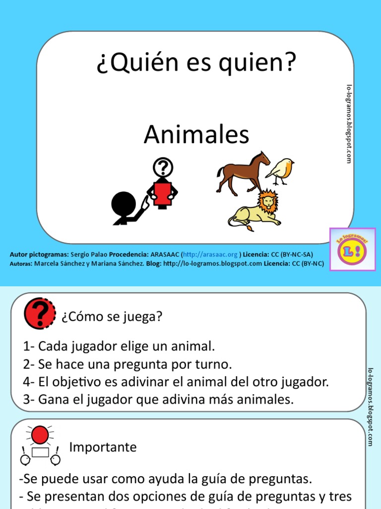 Quién Es Quien Animales | PDF | Juego de azar | Actividades de ocio