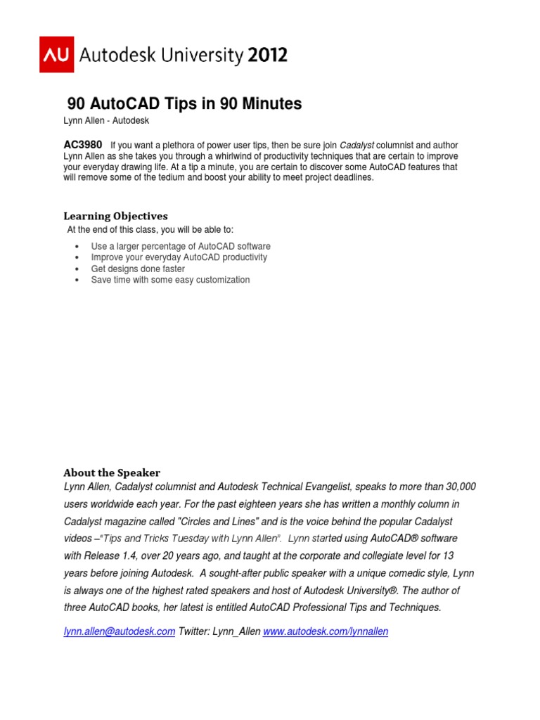 AutoCAD Tips in 90 Minutes | PDF | Auto Cad | Software