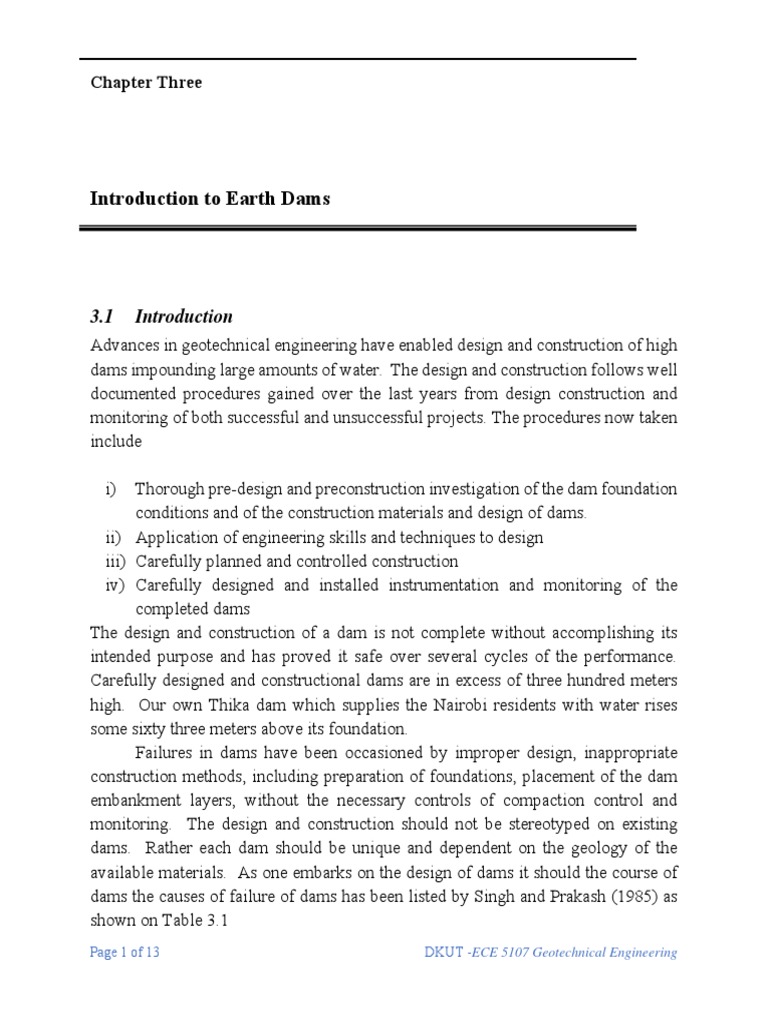 Introduction To Dam Design | PDF | Dam | Soil Mechanics