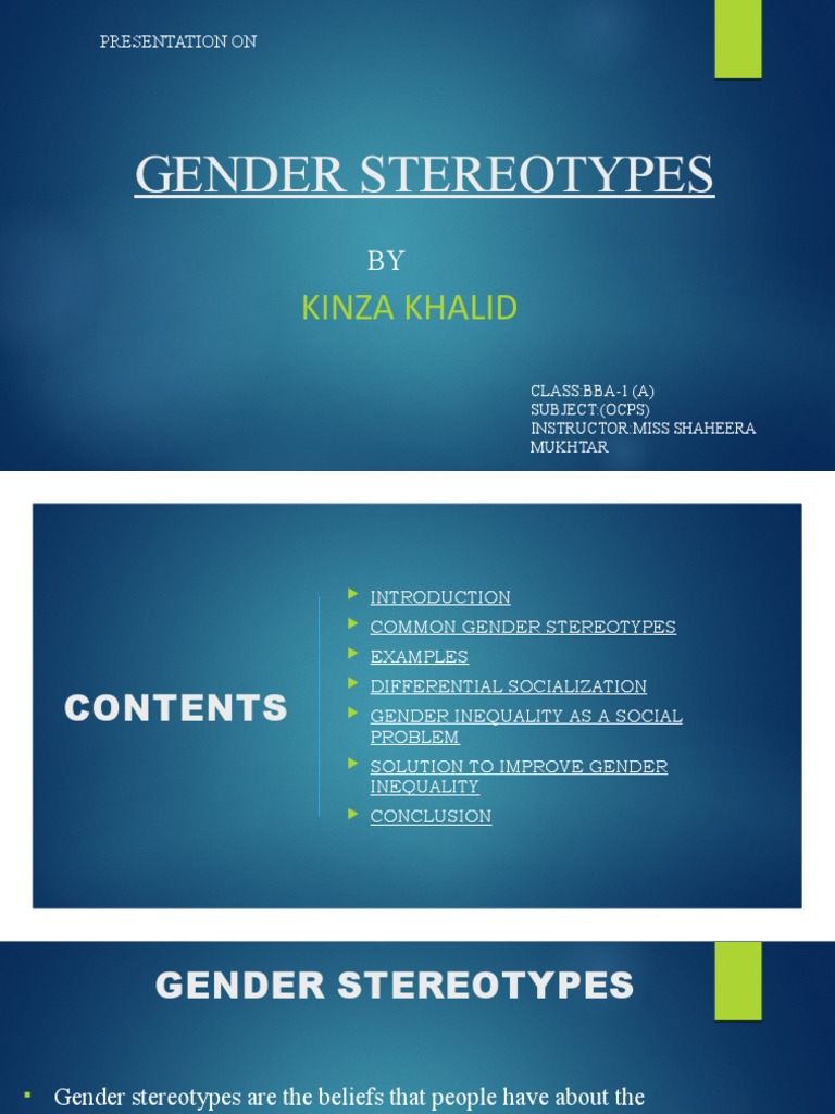 Gender Stereotypes: Kinza Khalid | PDF | Gender Studies | Gender