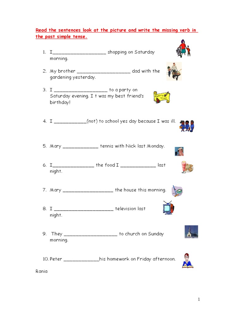 Read The Sentences Look at The Picture and Write The Missing Verb in ...