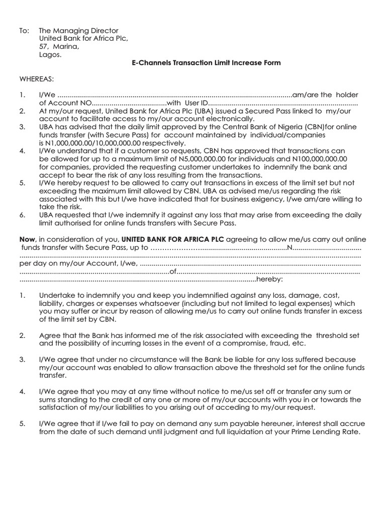 Limit Increase Form | PDF | Indemnity | Private Law
