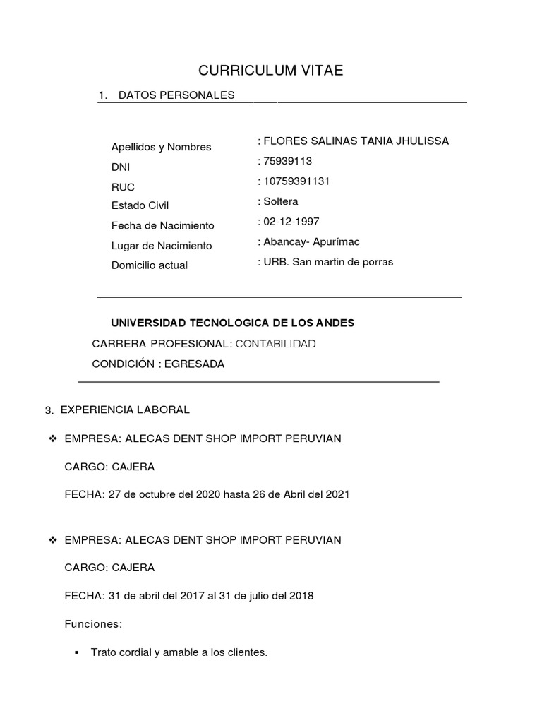 Curriculum Tania | PDF