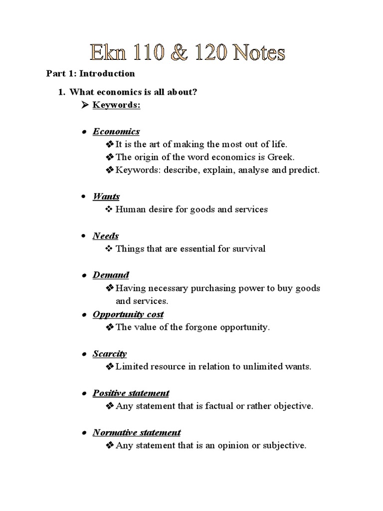 Economics Concepts Overview | PDF