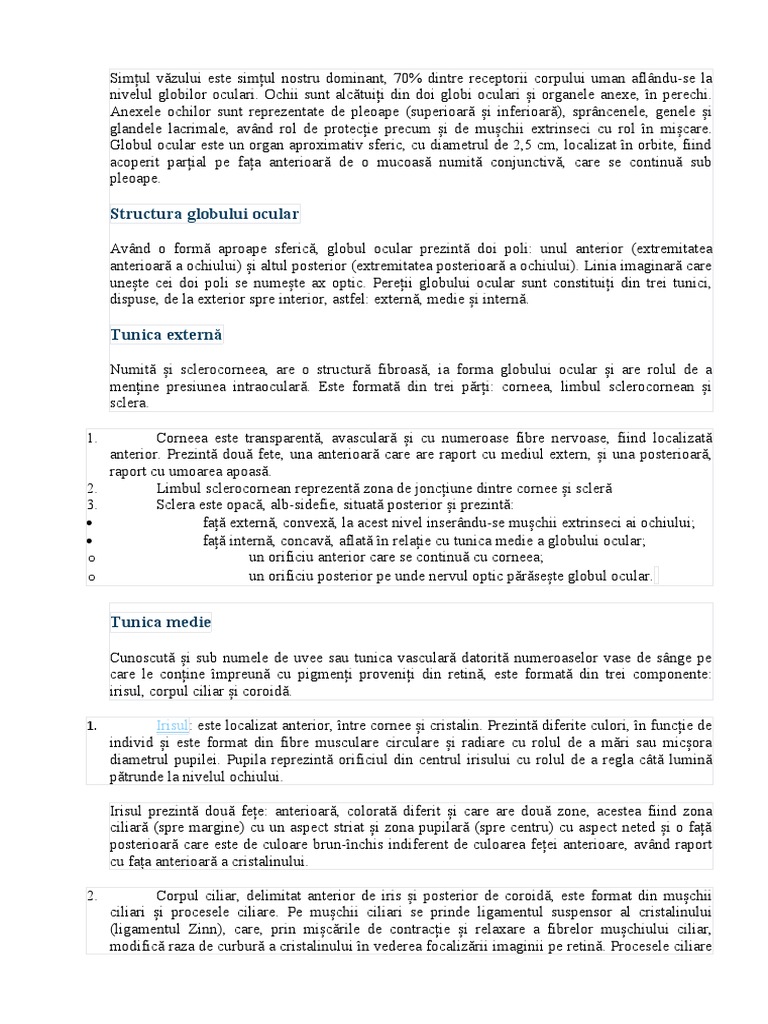 Structura Globului Ocular | PDF