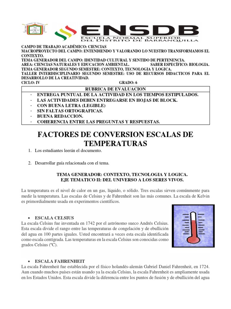 Escalas de Temperaturas | PDF | Celsius | Fahrenheit