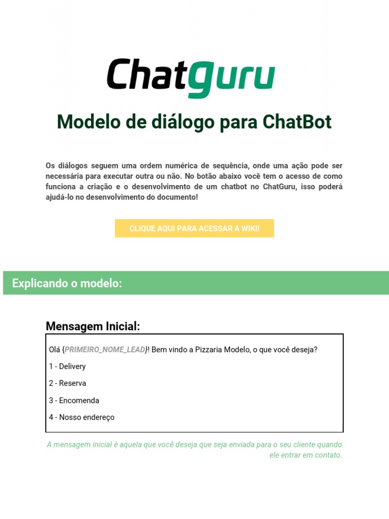 Documento Modelo Chatbot ChatGuru 1611584003 1 1618343757488176 | PDF ...