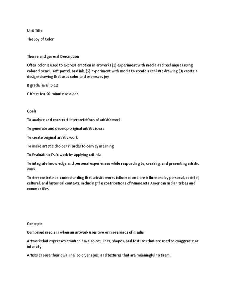 Thematic Concept Based Unit Plan Project | PDF | Drawing | Cognition