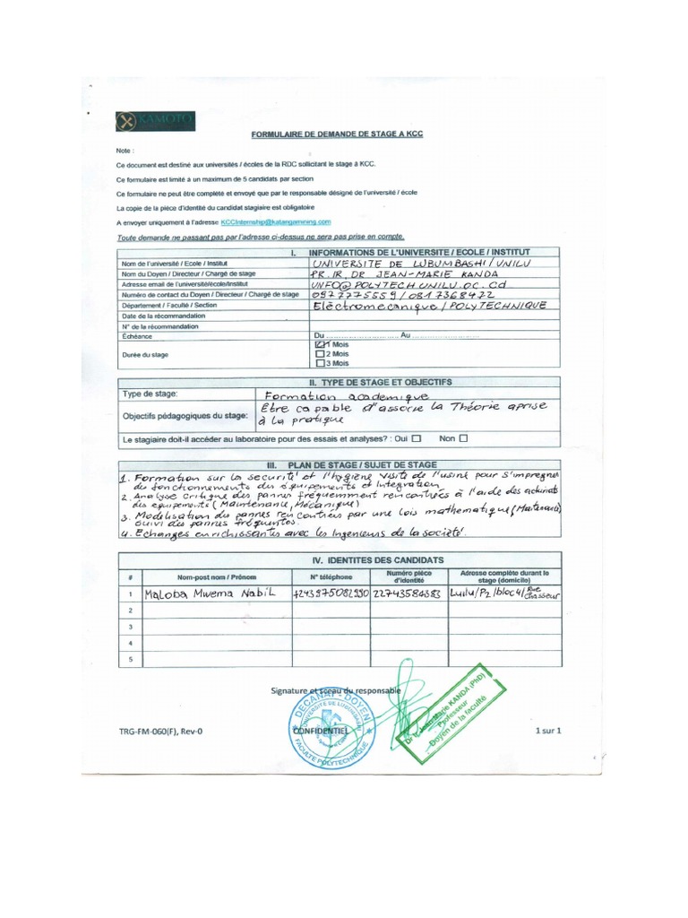 Recommandation de Stage (Maloba Mwema Nabil | PDF