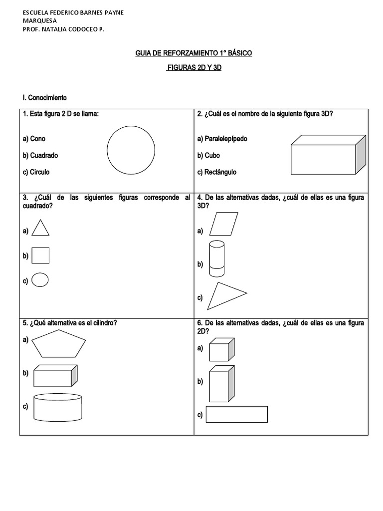 Guia Reforzamiento Figuras 2D y 3D | PDF