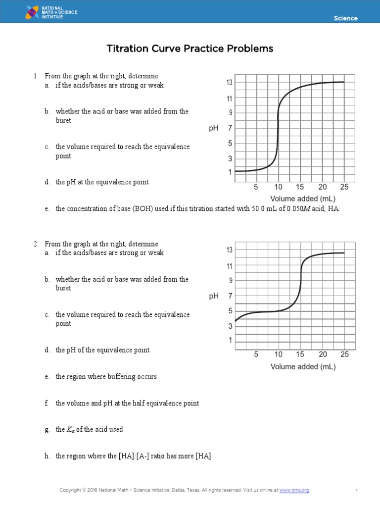Titration Curve Practice Problems: Science | PDF | Ph | Titration