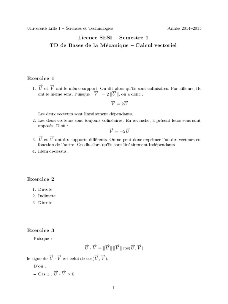 Exercices Calcul Vectoriel - Corr | PDF | Algèbre générale | Géométrie
