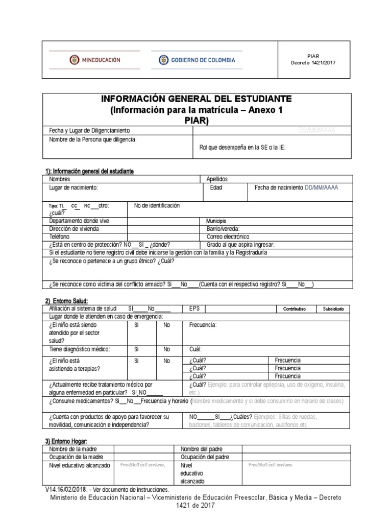 PIAR Formato Word | PDF | Educación de la primera infancia