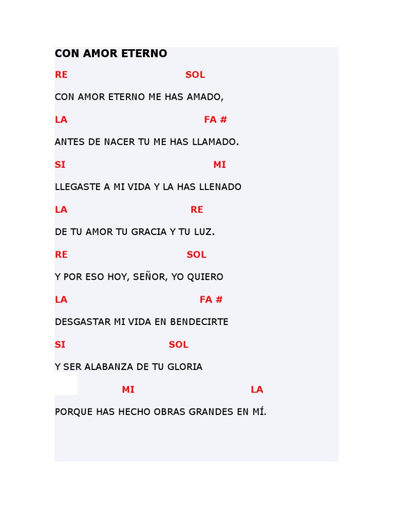 Con Amor Eterno Acordes y Letra | PDF