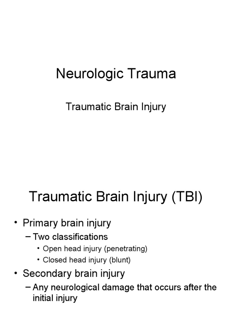Neurologic Trauma: Traumatic Brain Injury | PDF | Traumatic Brain ...