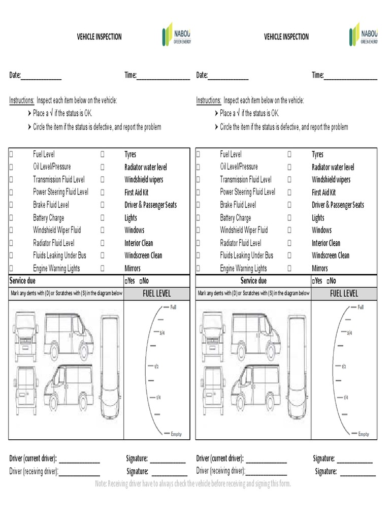 Vehicle Checklist | PDF | Vehicles | Transport