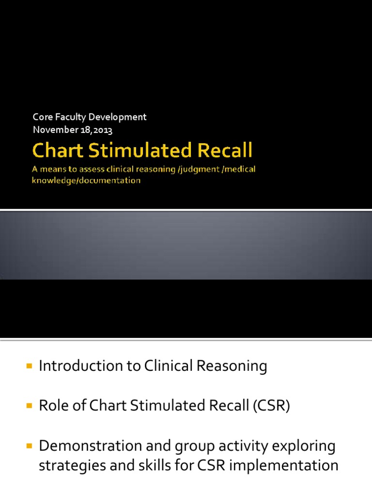 Chart Stimulated Recall Slides | PDF | Medical Diagnosis | Learning