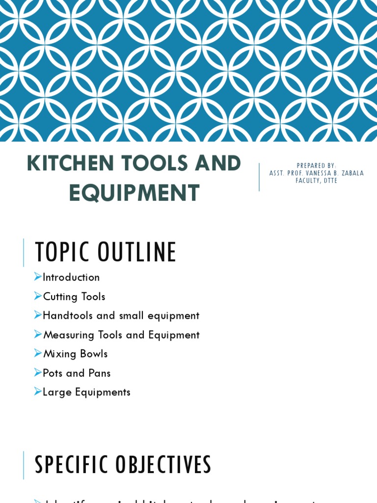 Ppt.3. Kitchen Tools and Equipment | PDF | Cookware And Bakeware | Knife