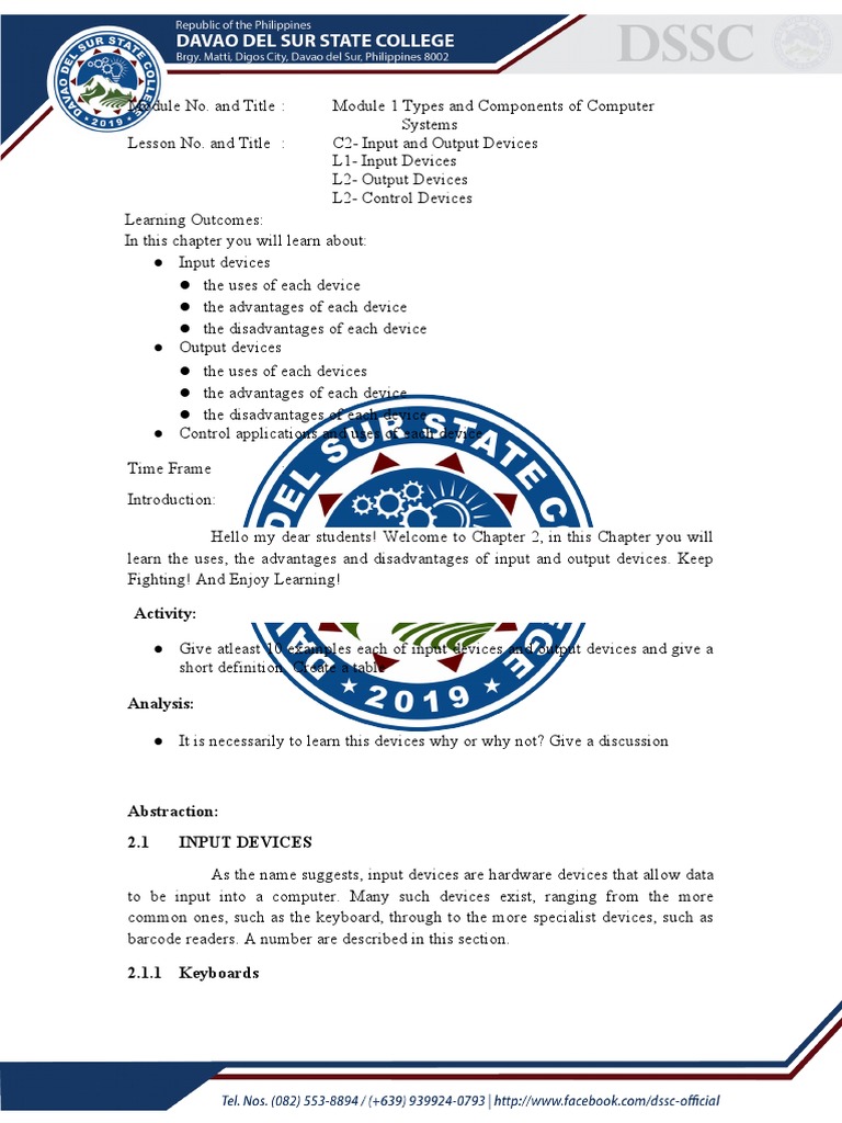 C2 - Input and Output Devices | PDF | Printer (Computing) | Smart Card