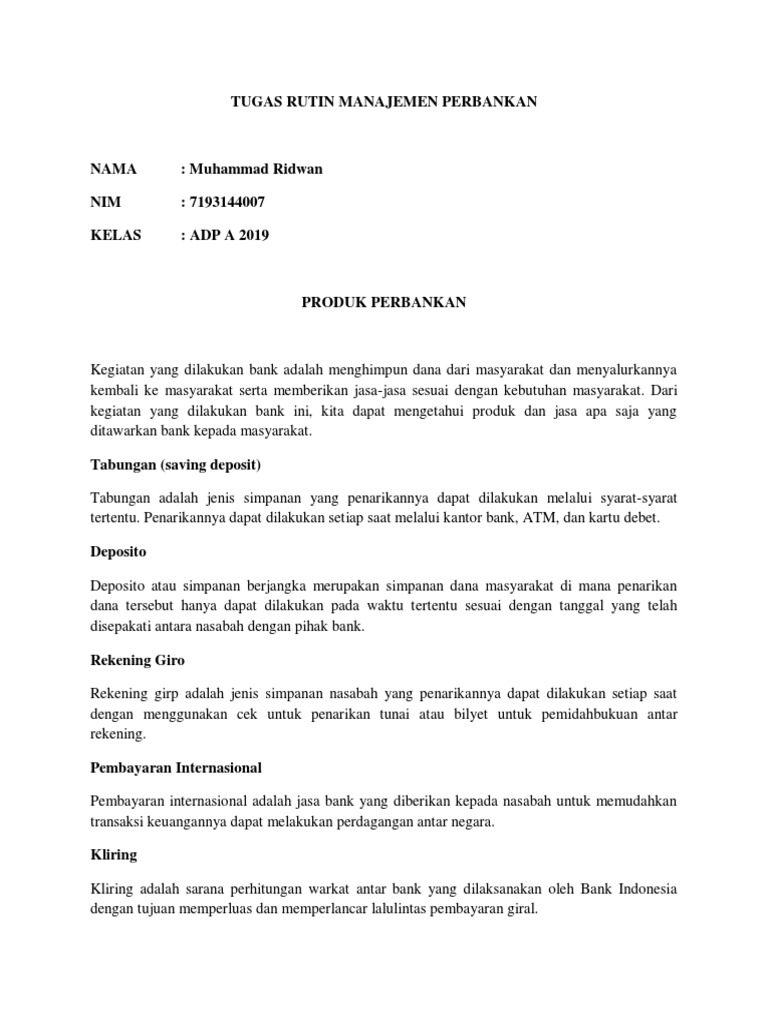 Resume Manajemen Perbankan M. Ridwan | PDF