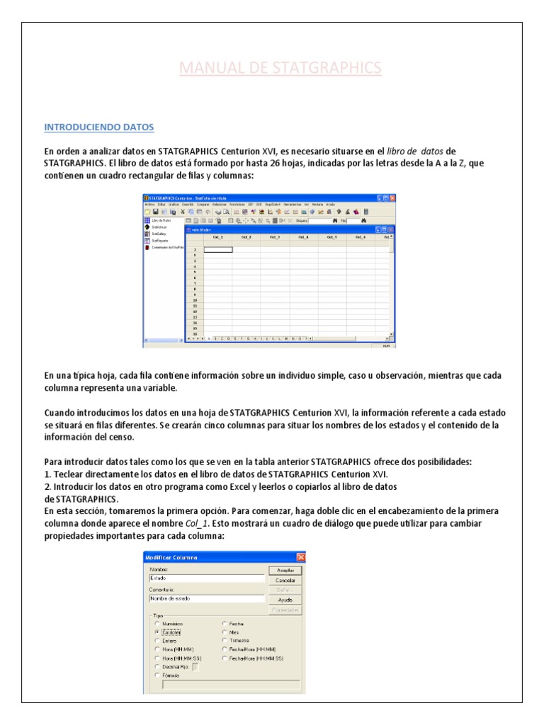 Manual de Statgraphics Original | PDF | Histograma | Estadísticas