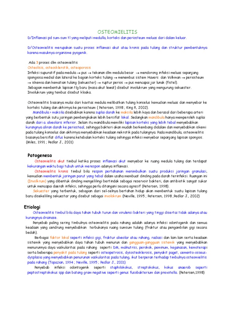 Penyebab dan Penanganan Osteomielitis Gigi | PDF | Ilmu Sosial | Sains ...