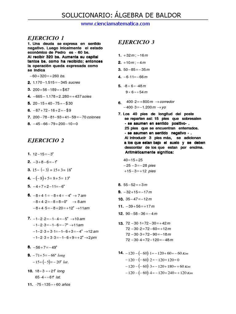 Solucionario Álgebra de Baldor | PDF