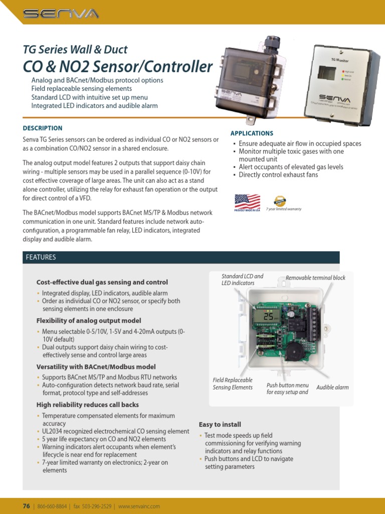 CO & NO2 Sensor Controller Guide | PDF | Relay | Nitrogen Dioxide