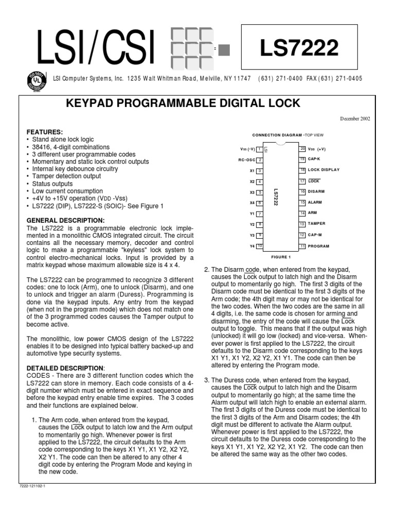 Datasheet Ls 7222 | PDF | Capacitor | Electronic Design