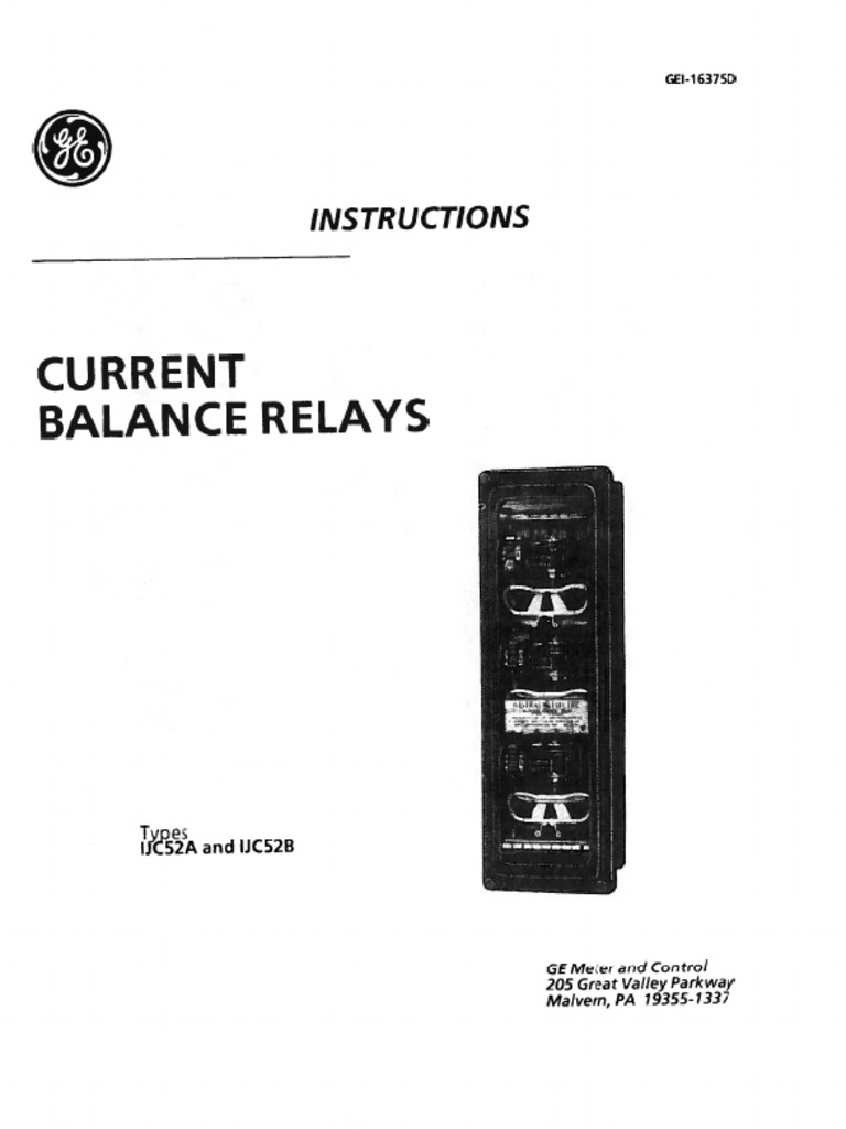 Current Balance Relays: Instructions | PDF | Relay | Transformer