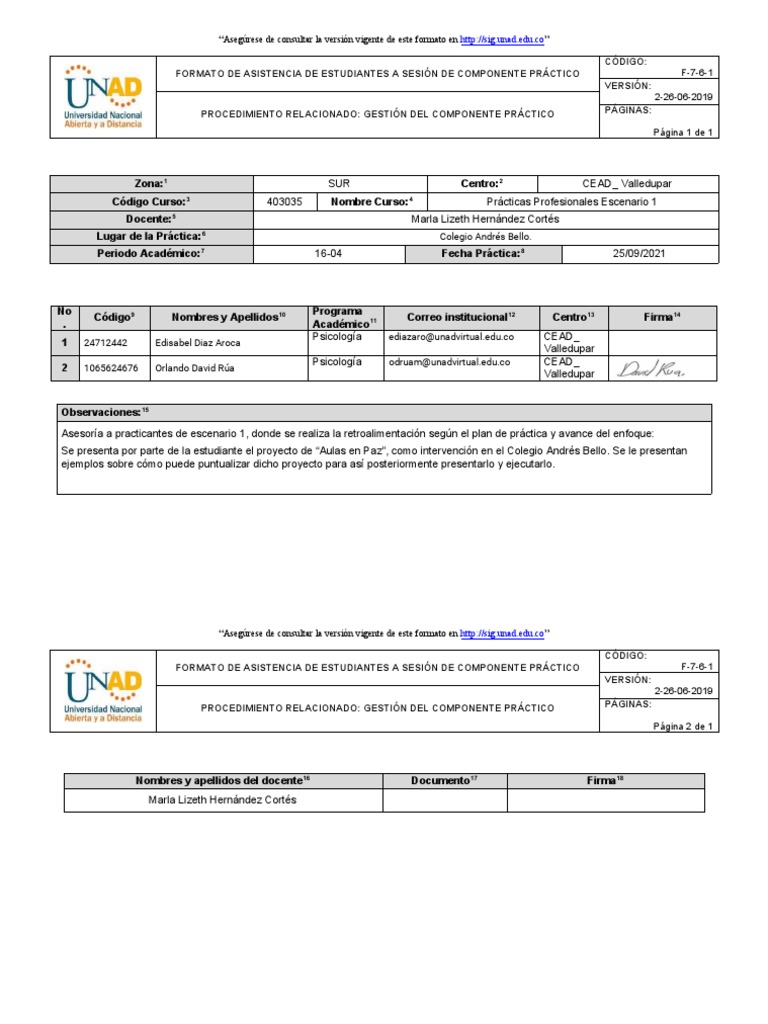 25-09-21 Formato F-7-6-1 Asesorias | PDF