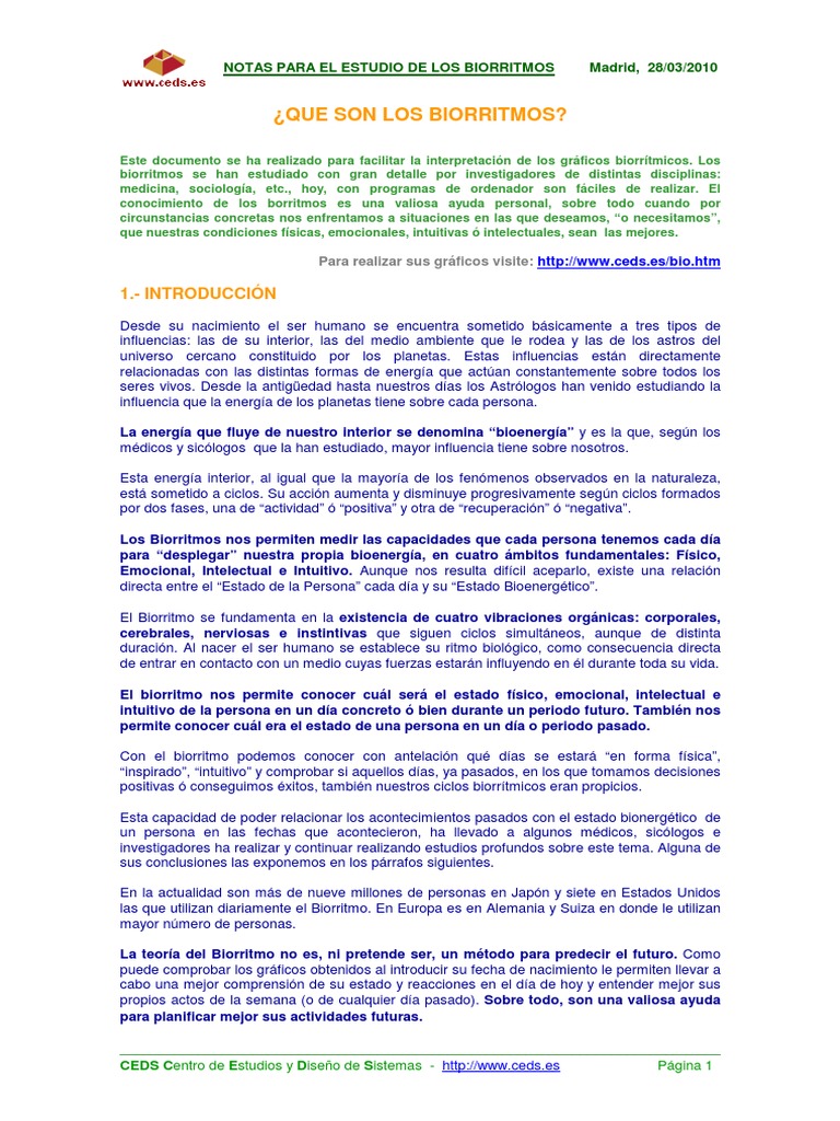 Biorritmo | PDF | Las emociones | Percepción