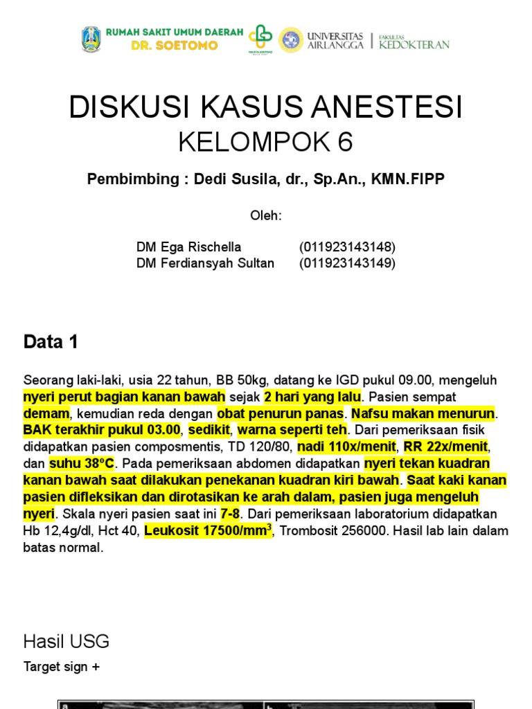 Diskusi Kasus - Kelompok 6 (Persiapan Operasi Cito Appendicitis) | PDF ...