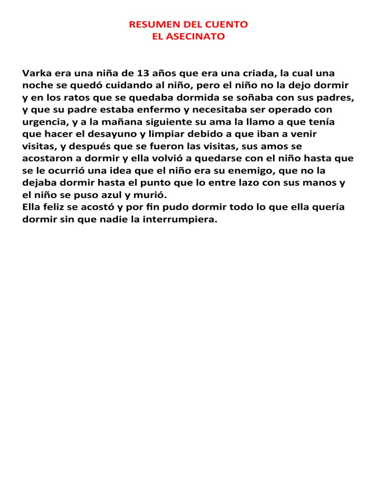 Resumen Del Cuento | PDF