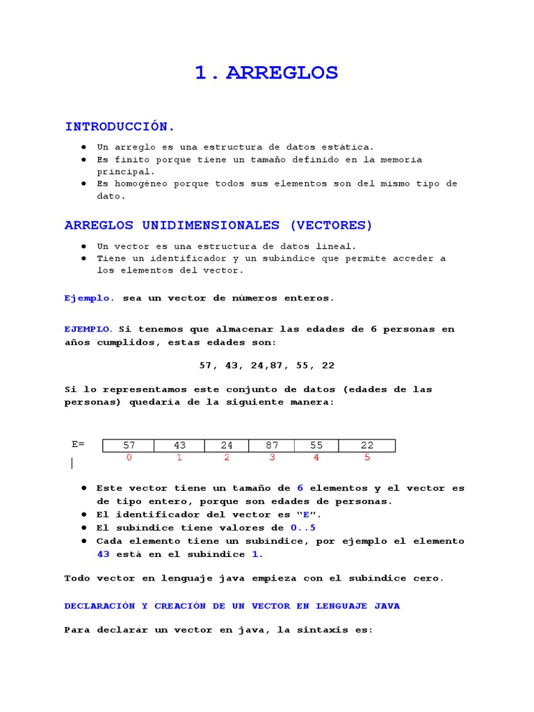 Arreglos Unidimensionales | PDF | Estructura de datos de matriz | Java (lenguaje de programación)