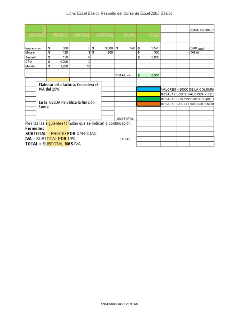 EXAMEN EXCEL BASICO Ver 2 | PDF | Microsoft Excel