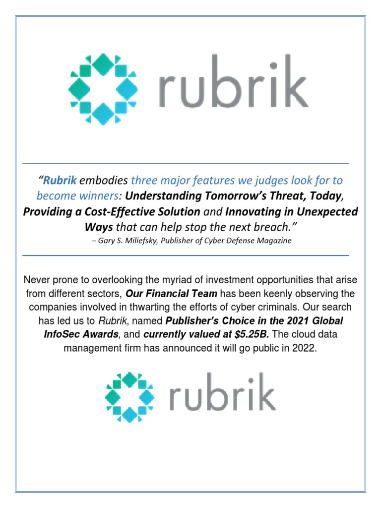 Rubrik pre-IPO White Page | PDF | Cloud Computing | Backup