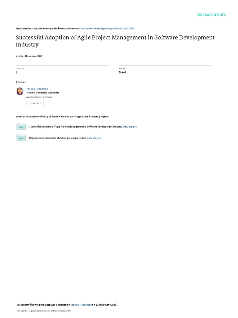 Successful Adoption of Agile Project Management in Software Development ...