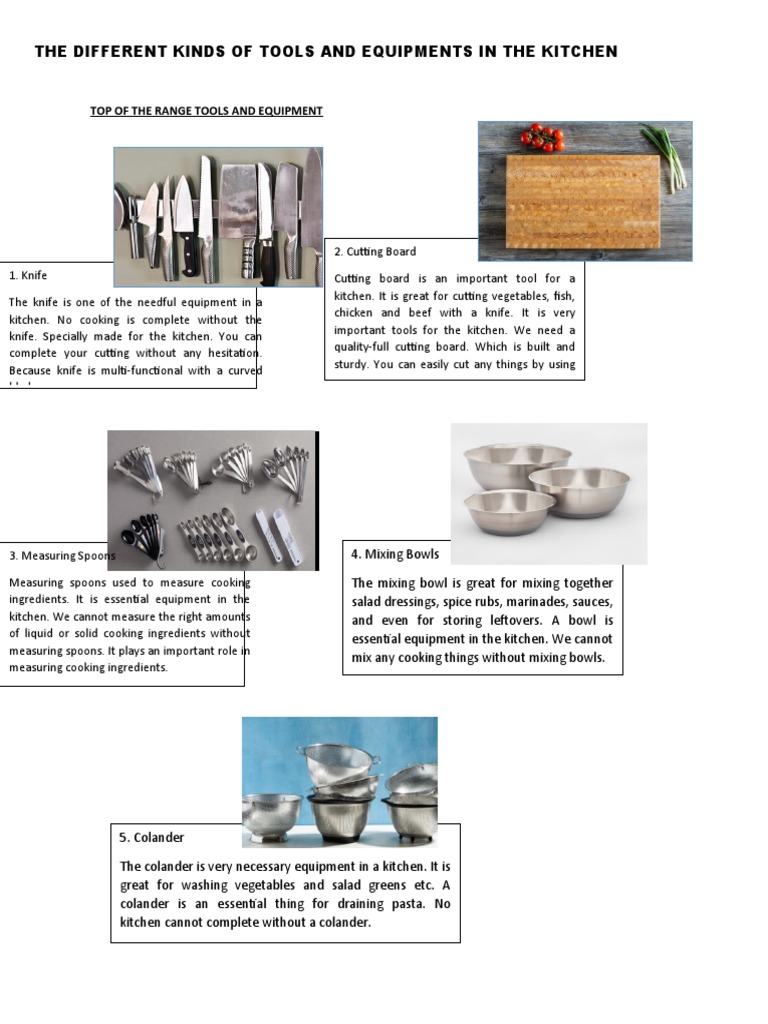 Different Kinds of Tools and Equipments in The Kitchen Laboratory | PDF ...