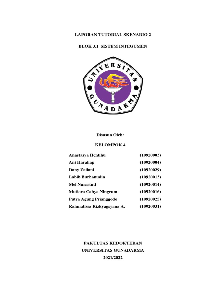 Kelompok 4 - Laporan Tutorial 2 Sistem Integumen | PDF | Sains & Matematika