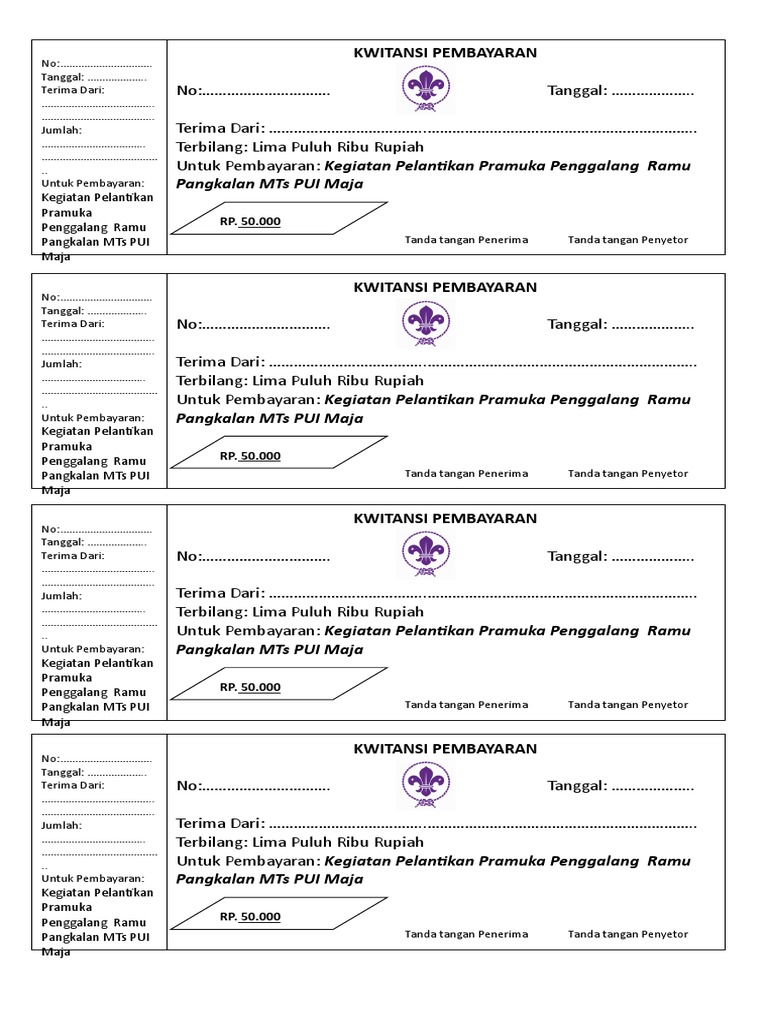 Contoh Kwitansi Pembayaran Kosong - Doc (WWW - Artikelusaha.net) | PDF