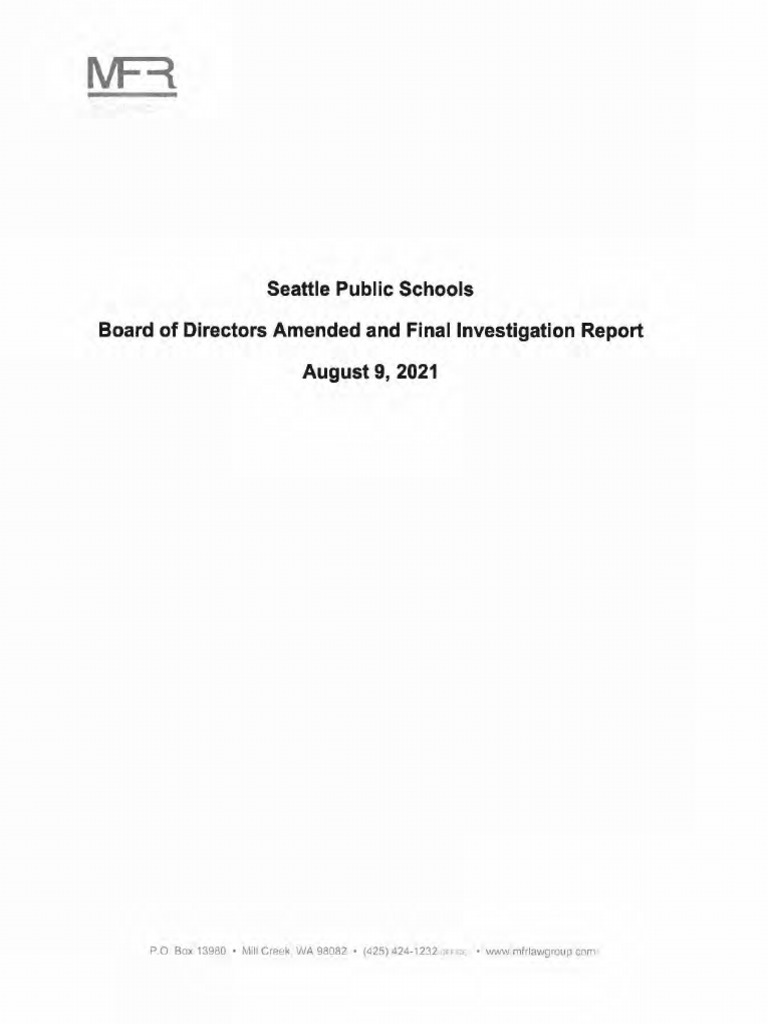 Seattle School Board Final Investigation Report September 2021 On ...