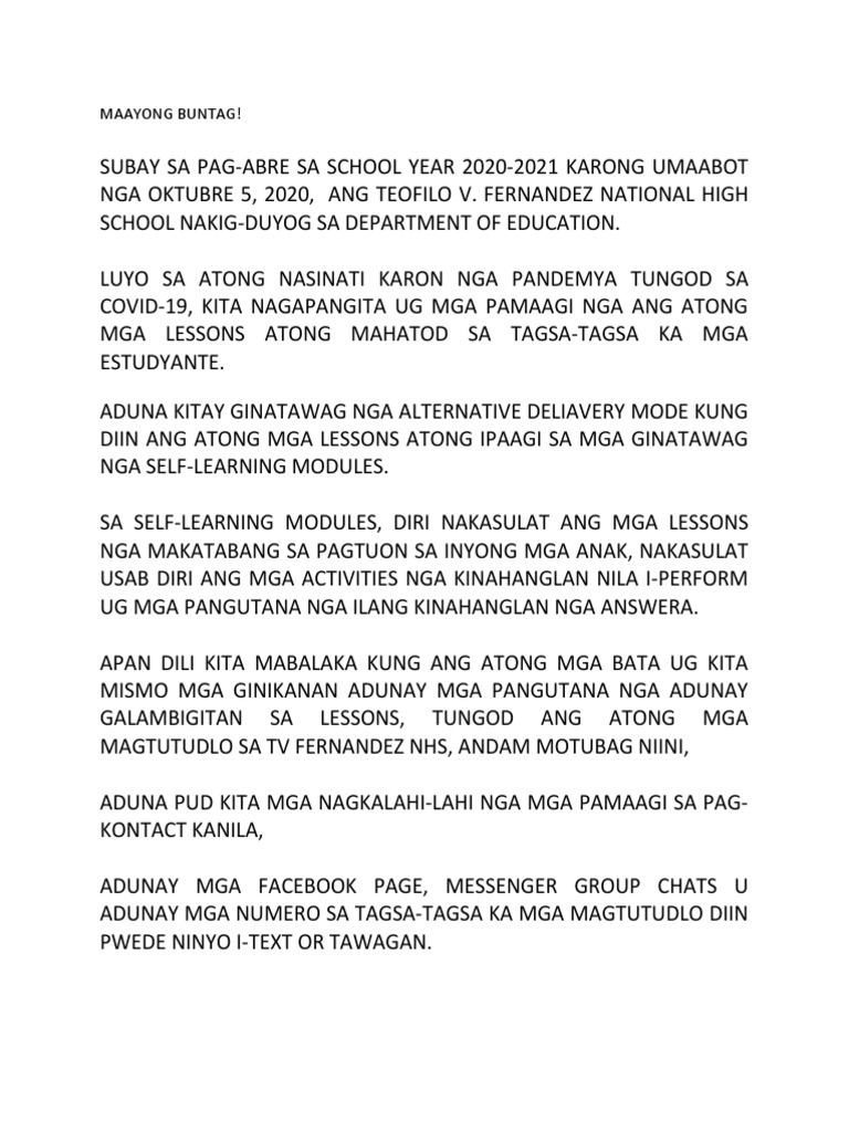 Maayong Buntag | PDF