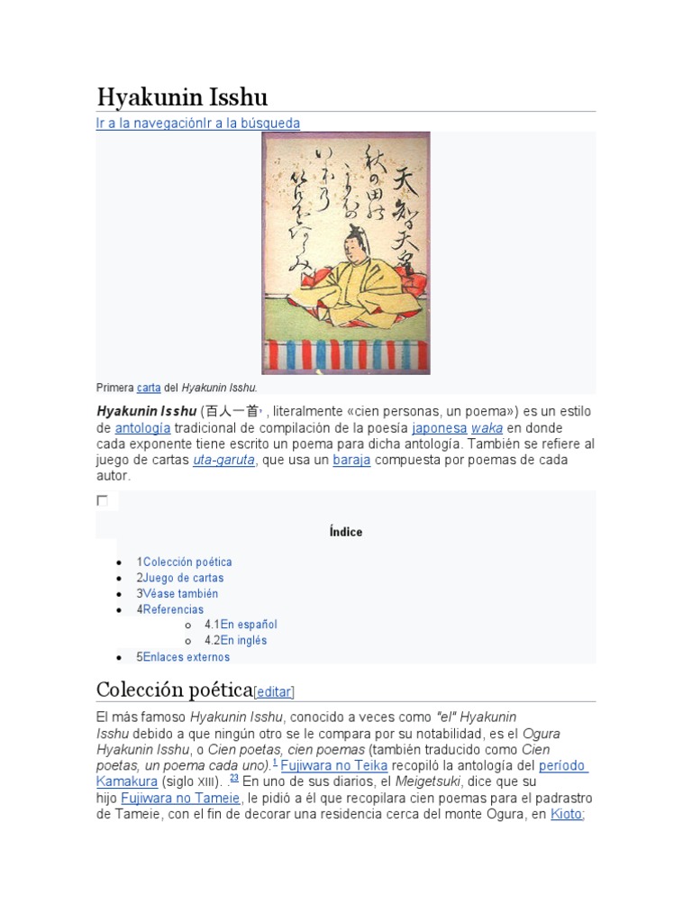 Hyakunin Isshu | PDF | Poesía japonesa | Literatura japonesa