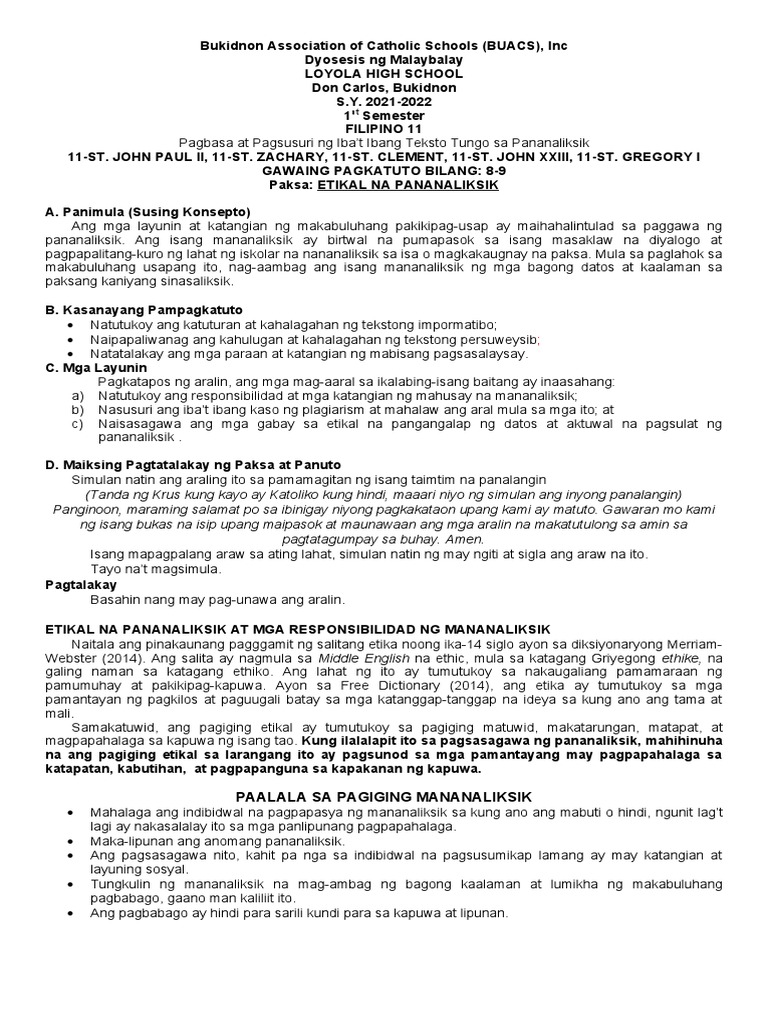 Pagbasa at Pagsusuri Final 1 | PDF