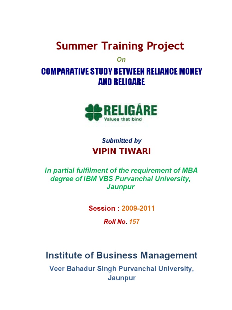 Comparative Study: Reliance Money vs Religare | PDF