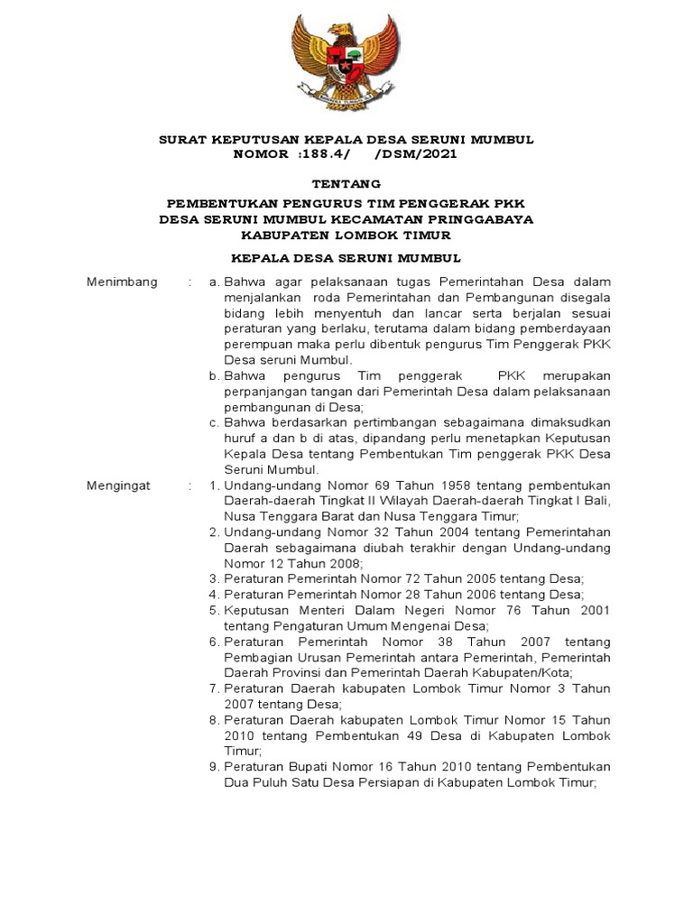 SK PKK Terbaru 2021 KK | PDF