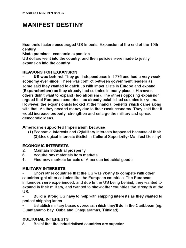 Manifest Destiny | PDF | Imperialism | International Relations